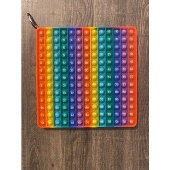 Toys | 10 Count Multiplication Rainbow Pop It Fidget Toy 10x10 Grid ...
